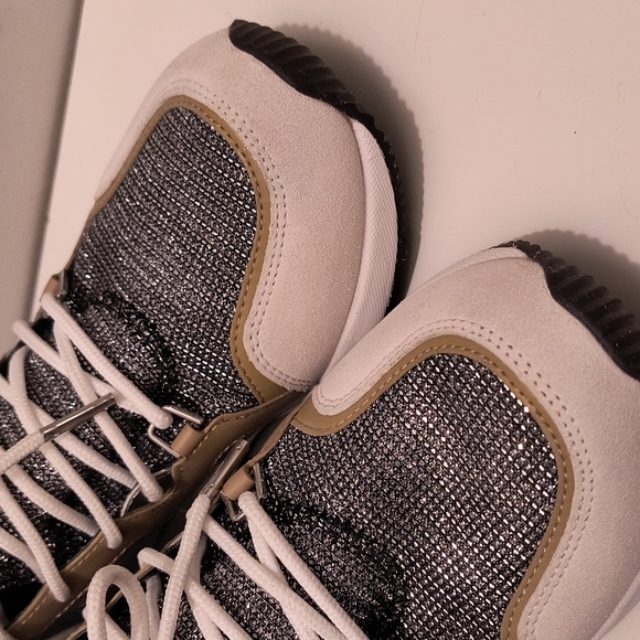 Michael Kors | Shoes | Michael Kors Liv Wedge Trainer Silver Glitter ...